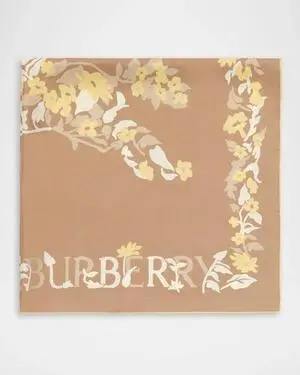 Burberry Floral Ekd Silk Scarf - Sand