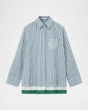 Loewe Striped Crinkled Cotton Button-down Shirt
