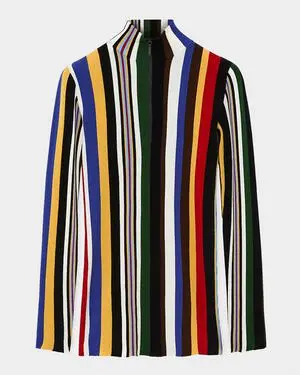 Loewe Striped Rib Quarter-zip Top