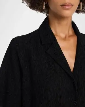 Eileen Fisher Crinkled Boxy Button-front Shirt