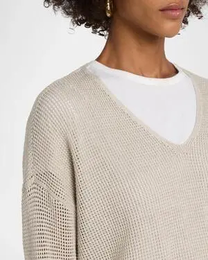 Eileen Fisher Scoopneck Open-knit Sweater