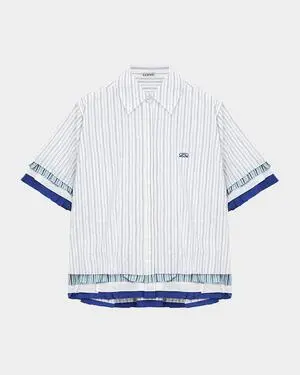 Loewe Short-sleeve Layered Button-down Shirt - White Multi