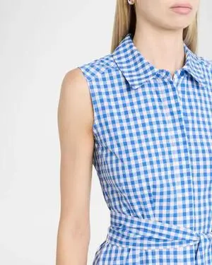 Simkhai Genny Gingham Belted Midi Shirtdress