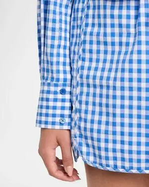 Simkhai Renata Cropped Gingham Shirt - Cloud Ging