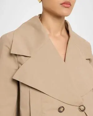 Emporio Armani Eagle Club Poplin Double-breasted Blouson Jacket - Dune