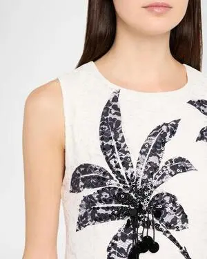 Kobi Halperin Maren Sleeveless Palm Leaf-print Lace Dress - Ivory Multi