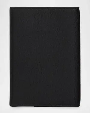 Saint Laurent Apos;s Tiny Cassandre Passport Case In Grained Leather - Nero