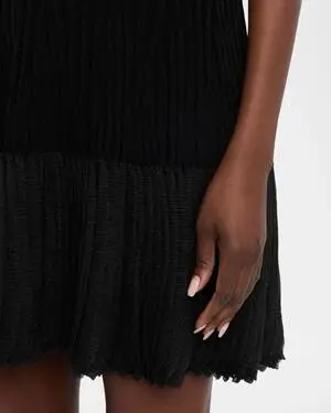 Emporio Armani Rib Knit Flounce-hem Mini Dress