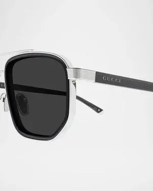 Gucci Apos;s Gg2073s-001 Metal And Acetate Rectangle Sunglasses - Silver