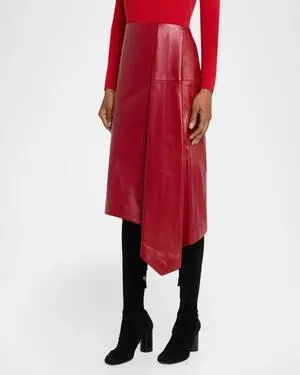 Co Scarf Pleat Leather Skirt