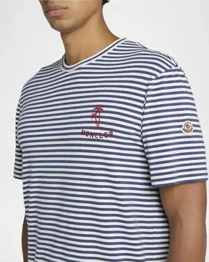 Moncler Apos;s Palm Logo Striped Short-sleeve T-shirt - Multi