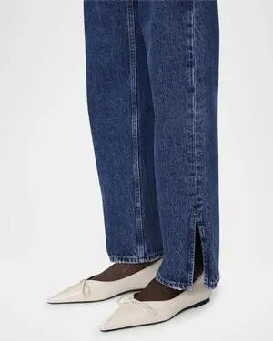 ANINE BING Roy Straight Split-hem Jeans - Dkblue