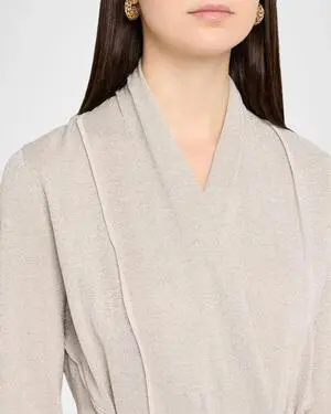 Kobi Halperin Tate Wrap-front Shimmer Knit Sweater - Silver