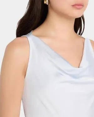 Lapointe Satin Sleeveless Belted Dress - Cloud