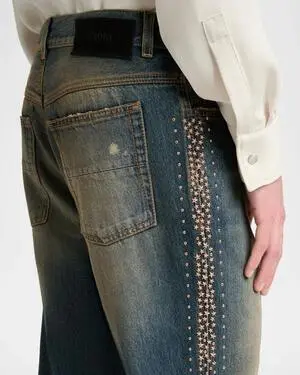 Amiri Apos;s Ma Fit Star Studded-trim Jeans - Blue Multi