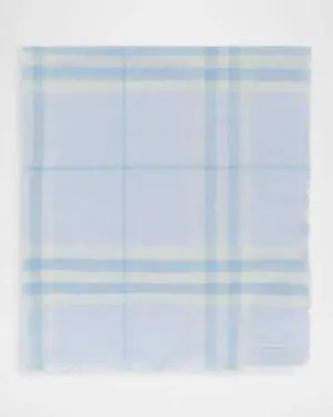 Burberry Wide Check Wool Scarf - Light Blue