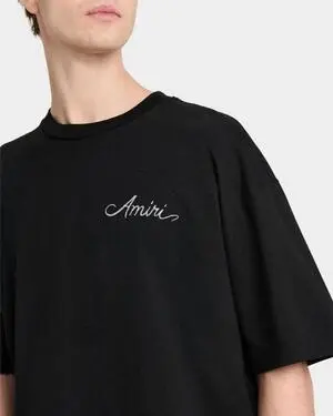 Amiri Apos;s Logo Cotton Crewneck T-shirt - Black