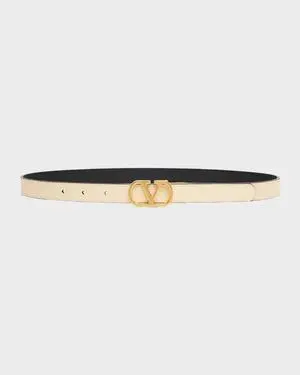 Valentino Garavani Vlogo Signature Reversible Calfskin Belt, 20mm - Dvx Nero/b