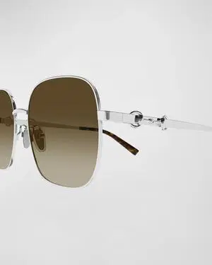 Gucci 58mm Metal Square Sunglasses Silver