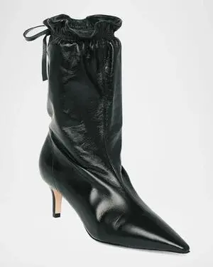 Cinq À Sept 60mm Alex Scrunched Crinkled Leather Mid-calf Boots
