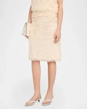 TOTEME Feathered Jersey Knee-length Skirt - Eggshell