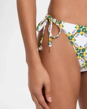 MILLY Lemon Tile Bikini Bottoms - White Mult