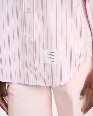 Thom Browne Sleeve-strap Striped Cotton Poplin Button-down Shirt - Light Pink