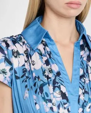 Aidan Mattox Floral-print Chiffon Maxi Dress - Blue Multi