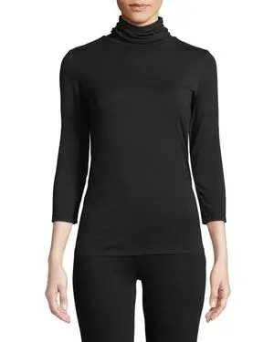 L & APOS;AGENCE Aja 3/4-sleeve Turtleneck Top - Black
