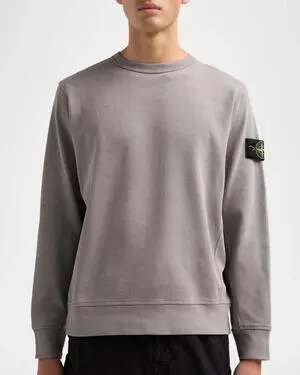 Stone Island Apos;s Cotton Micro-rib Crewneck Sweater - Grey