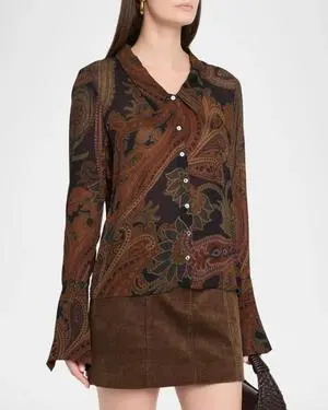 Paige Rosalinda Paisley Button-front Blouse
