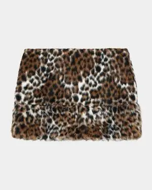 Marc Jacobs Faux Fur Leopard Mini Skirt