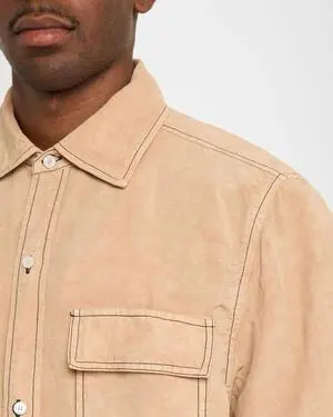 Amiri Script Logo Linen-blend Shirt