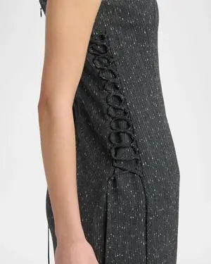 Alexander McQueen Sleeveless Laced Sheath Dress - Grey