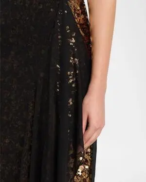 Michael Kors Chiffon-layered Sequin Midi Skirt