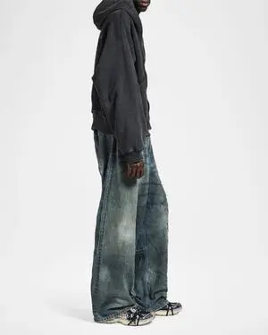 Balenciaga Apos;s Minimal Gothic Denim Baggy Wide-leg Pants - Mousemouse