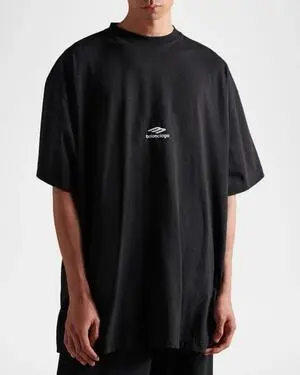 Balenciaga Apos;s 3b Logo Oversized T-shirt - Noir Multi