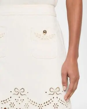 SELF-PORTRAIT Broderie Denim Mini Skirt