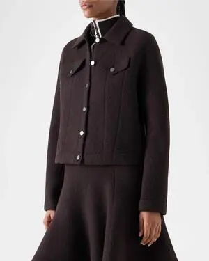 Akris Boiled Wool Single-breasted Jacket - Espresso