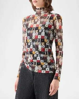 Akris Dice Print Tulle Top - Multicolor