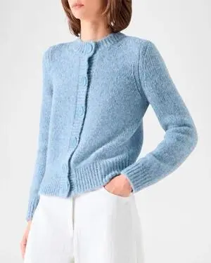 Akris Fluffy Alpaca-blend Cardigan - Light Blue