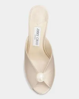 JIMMY CHOO 90mm Ziri Satin Mule Pumps - Light Soft