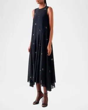 Akris Diamond Dice Dot Midi Dress