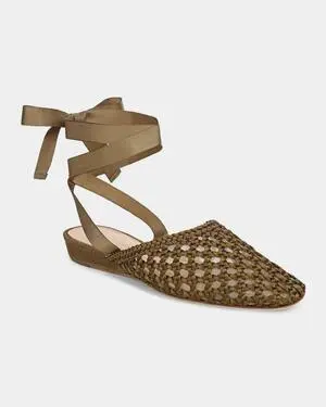 Veronica Beard Malia Satin Mules - Fennel Gre