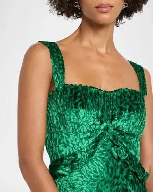 Saloni Chandra Floral Ruffled Gown - Emerald Gr