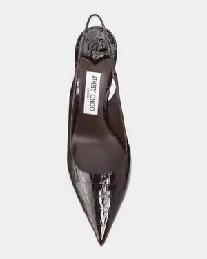 JIMMY CHOO Love 85mm Croc-embossed Leather Slingback Pumps