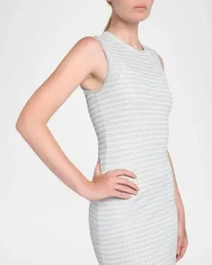Alexander McQueen Sleeveless Shimmer A-line Midi Dress