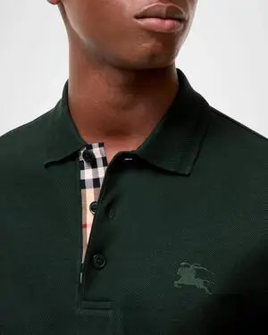 Burberry Apos;s Eddie Ekd Check-placket Polo Shirt - Marsh