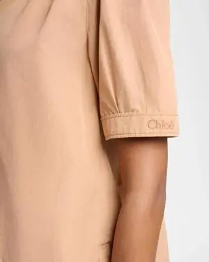 Chloé Cotton Poplin Short-sleeve Shirt - Reef Shell
