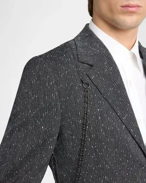 Alexander McQueen Apos;s Wool Flecked Pinstripe Harness Single-breasted Blazer - Black Multi